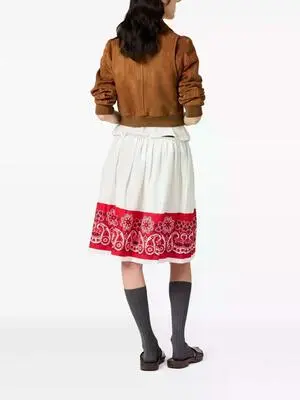 Miu Miu Slubbed Poplin Skirt With Bandana Print