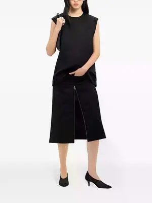 COURREGES Zip-detail Satin Midi Skirt