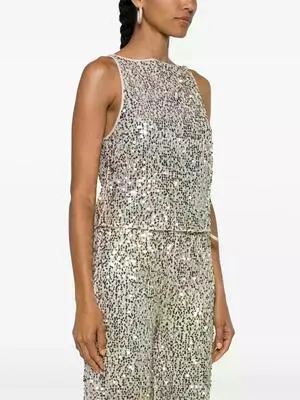 ROTATE BY BIRGER CHRISTENSEN Sequin Embellished Mesh Tank Top