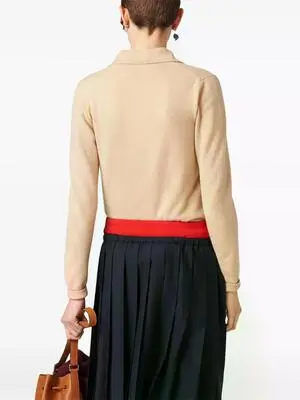 Miu Miu Intarsia-knit Logo Cardigan - Neutrals