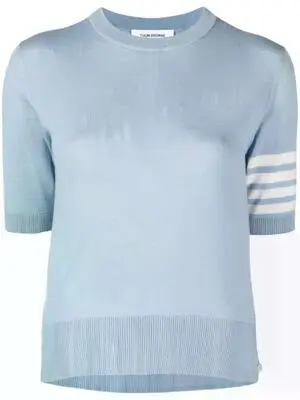 Thom Browne 4-bar Stripes Intarsia-knit T-shirt