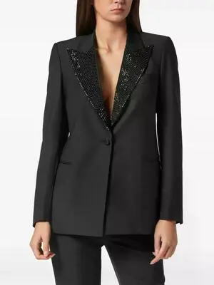 Philipp Plein Skull Embellished Blazer - Black