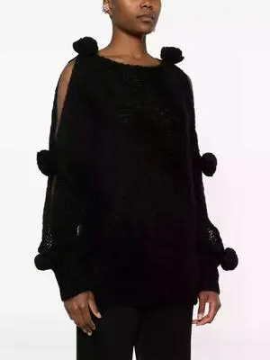 Blumarine Floral-appliqué Cold-shoulder Sweater
