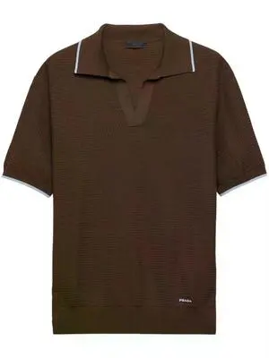 Prada Contrast-trim T-shirt - Brown