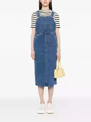 CHOCOOLATE Logo-embroidered Cotton Dungaree Dress