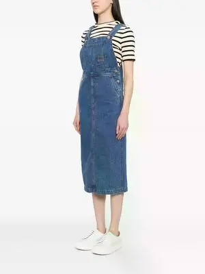 CHOCOOLATE Logo-embroidered Cotton Dungaree Dress