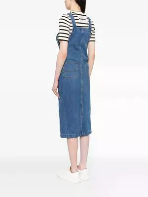 CHOCOOLATE Logo-embroidered Cotton Dungaree Dress