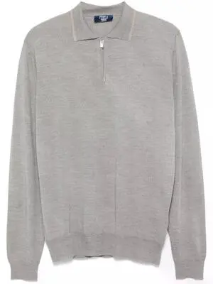 Fedeli Fine-knit Polo Shirt - Grey