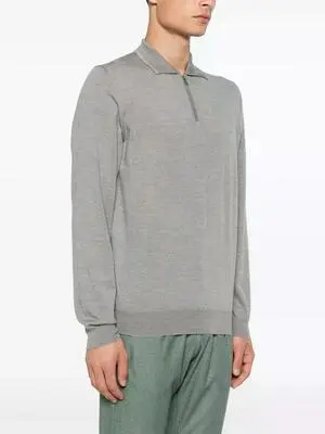 Fedeli Fine-knit Polo Shirt - Grey