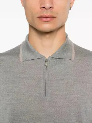 Fedeli Fine-knit Polo Shirt - Grey