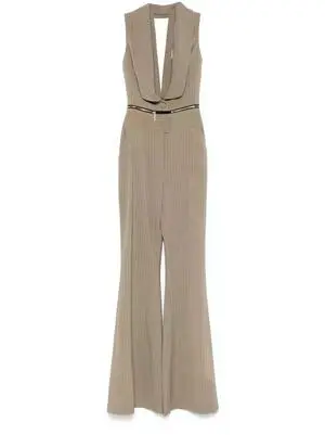 MITILIANE COUTURE Striped Zipped Jumpsuit - Green