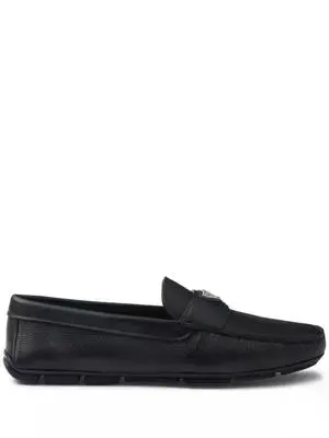 Prada Leather Loafers With Enamelled Triangle Logo