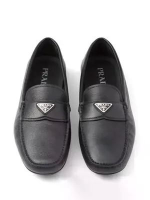 Prada Leather Loafers With Enamelled Triangle Logo