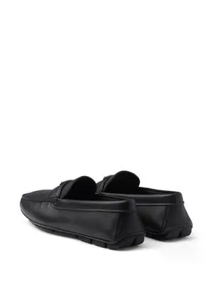 Prada Leather Loafers With Enamelled Triangle Logo