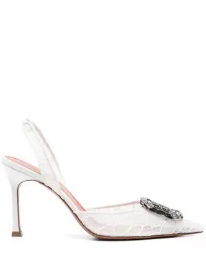 Amina Muaddi 90mm Camelia Slingback Pumps