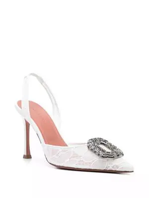 Amina Muaddi 90mm Camelia Slingback Pumps