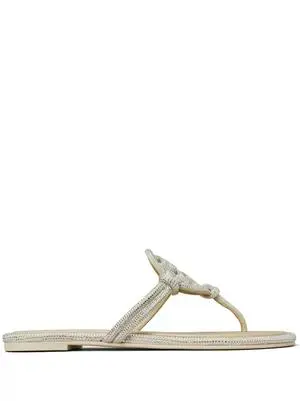 Tory Burch Miller Crystal-embellished Flip Flops - Silver