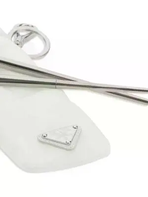 Prada Tone Metal Chopsticks With Engraved Logo And Enamel Triangle Detail