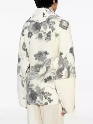 FORME D'EXPRESSION Floral-print Belted Short Coat