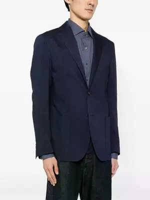 Corneliani Mélange-effect Single-breasted Blazer - Blue