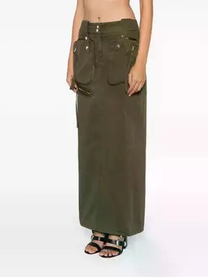 Blumarine Mid-rise Cotton Maxi Skirt - Green