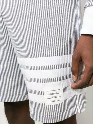 Thom Browne 4-bar Stripe Seersucker Shorts - Grey
