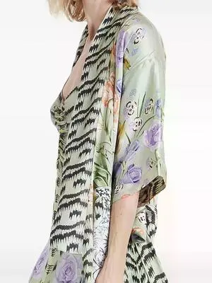 TEMPERLEY LONDON Cleo Floral-print Silk-blend Coat - Green