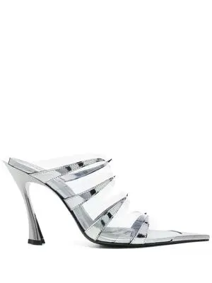 MUGLER 90mm Chrome Leather Fang Sandals