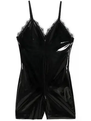 Alchemy Fashions Lace-trimmed Playsuit - Black
