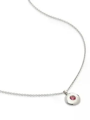 Monica Vinader October Birthstone Pink Tourmaline Necklace - Silver