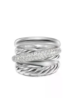 David Yurman Sterling Five-row Diamond Ring