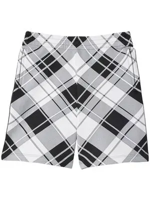 Burberry Check-print Mid-rise Shorts - Grey
