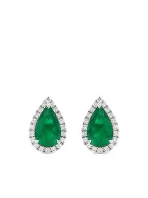 HYT JEWELRY Emerald And Diamond Earrings - Silver