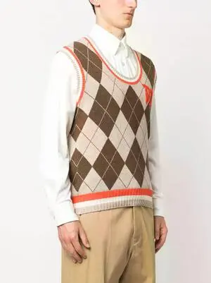 Dsquared2 Argyle-pattern Wool-silk Vest