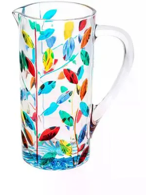 LES-OTTOMANS Abstract-print Glass Jug - Blue