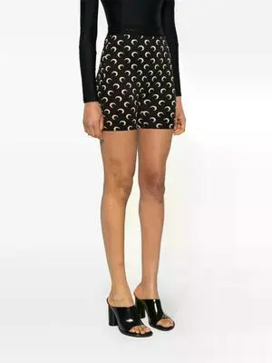 MARINE SERRE High-waisted Moon Print Shorts - Black