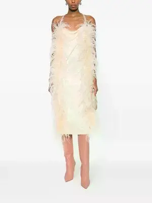 Sportmax Ussita Feather-trim Midi Dress