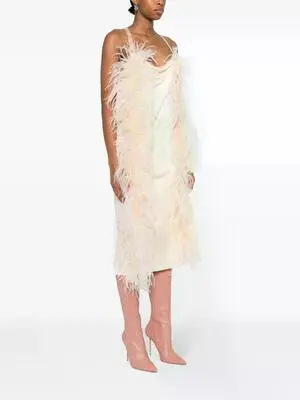 Sportmax Ussita Feather-trim Midi Dress