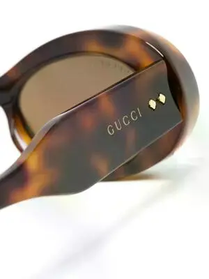 Gucci Oval-frame Sunglasses - Brown