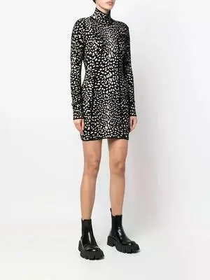 Roberto Cavalli Leopard Jacquard Mini Dress