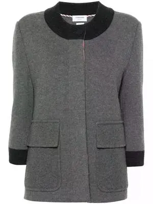Thom Browne Contrasting-trim Wool Blend Cardigan-coat