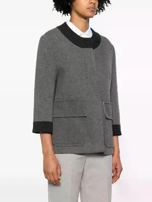Thom Browne Contrasting-trim Wool Blend Cardigan-coat