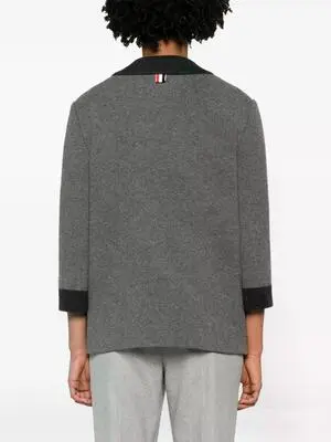 Thom Browne Contrasting-trim Wool Blend Cardigan-coat
