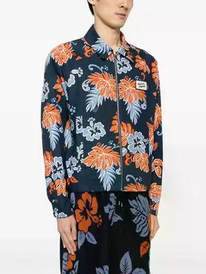 Maison Kitsuné Floral-print Zip-up Cotton Jacket