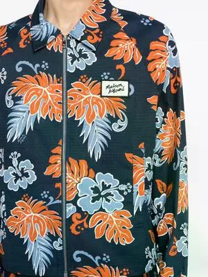 Maison Kitsuné Floral-print Zip-up Cotton Jacket