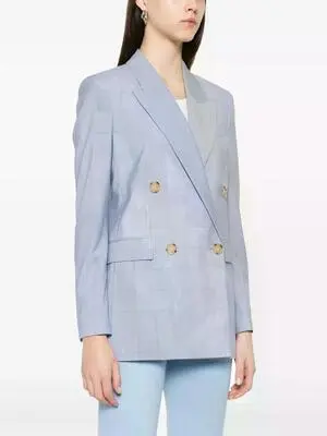 BOSS Checked Wool Double-breasted Blazer