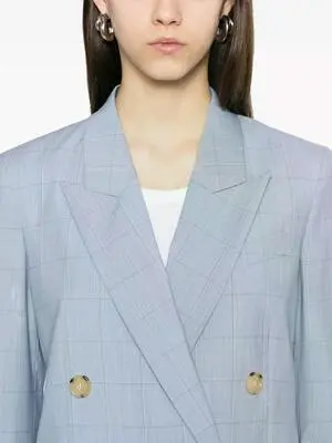 BOSS Checked Wool Double-breasted Blazer