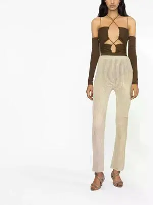 Nanushka High-waisted Ribbed-knit Trousers