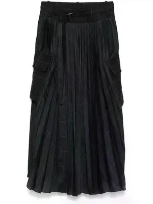 Sacai Windowpane-print Maxi Skirt