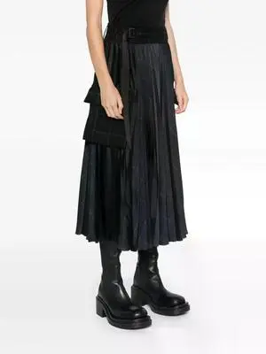 Sacai Windowpane-print Maxi Skirt